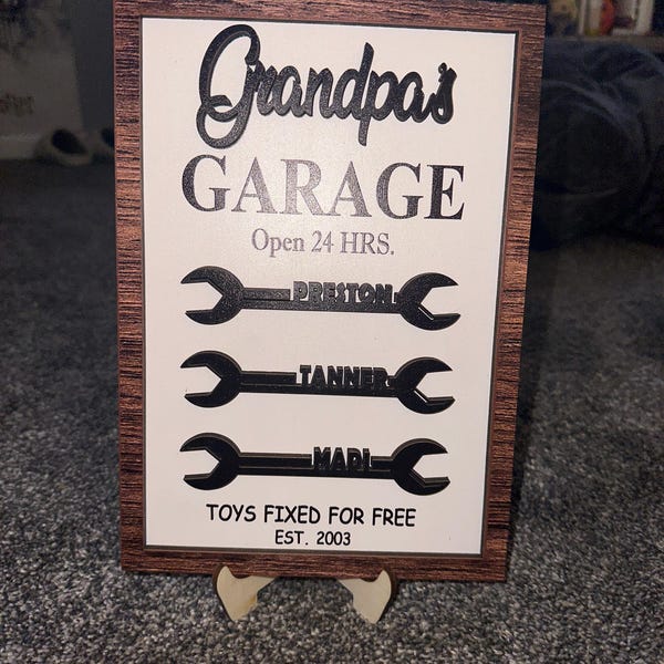 Personalized Grandpa's Garage With Kids Name Wooden Sign, Custom Garage ...