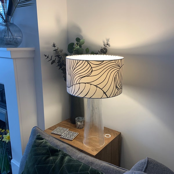 Abstract Monochrome Lampshade, Gold Silver or White Lining Option, for ...