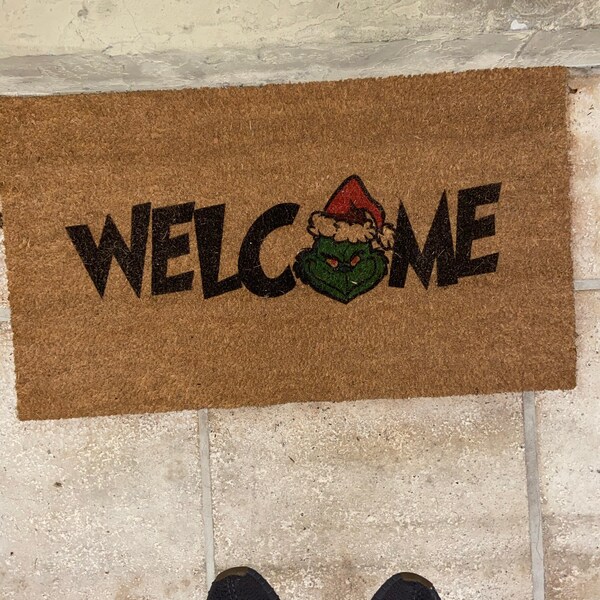 Grinch Christmas Decorations - Grinch Doormat - Funny Christmas Doormat ...