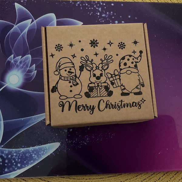 Merry Christmas Empty Hand Stamped Kraft Gift Boxes, Mini, Medium ...