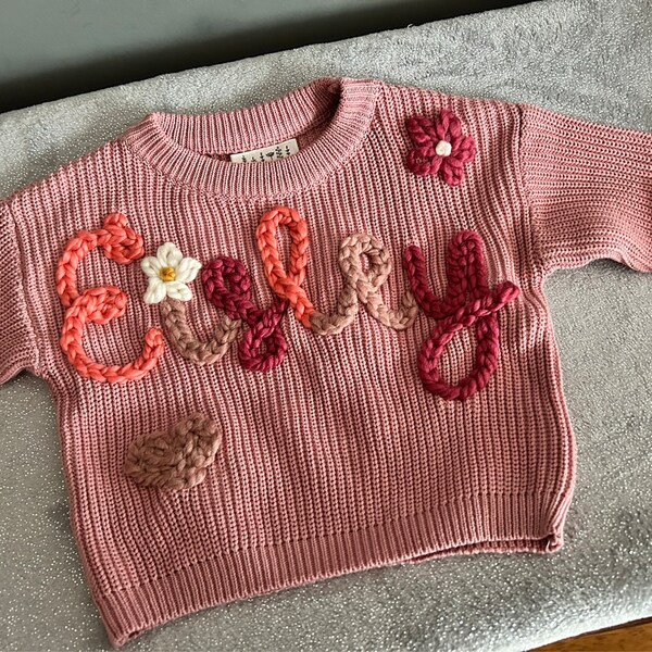 Custom Name Sweater With Design, Daisy Name Sweater, Custom Toddler ...