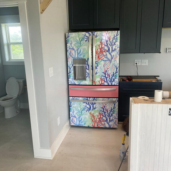 Fridge Wrap Tropical, Refrigerator Wrap Vinyl Side by Side, Fridge ...