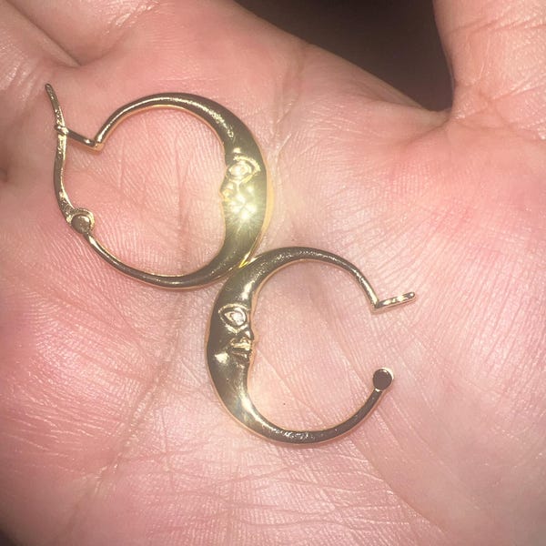 Moon Hoop Earrings Moon Hoops 14K Gold Hoops Celestial Wedding - Etsy