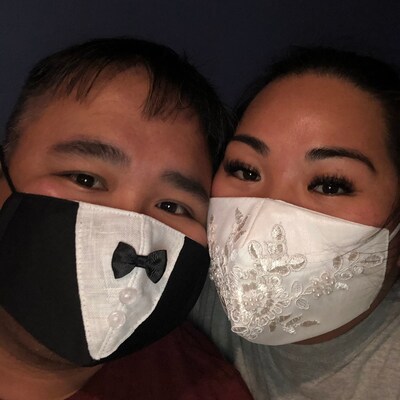 Bride and Groom Cotton Face Mask With Filter,face Mask Wedding,set of ...