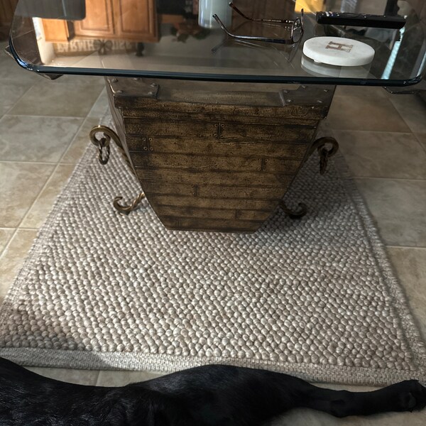 Cozy Beige Wool Rug With Custom Options - Handwoven Chunky Loop Style ...