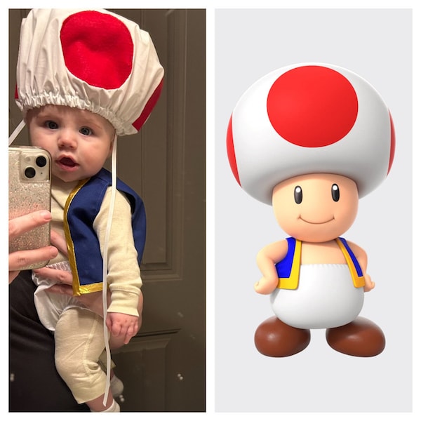 Toad Costume: Handmade Vest, Pants & Mushroom Cap - Super Mario ...
