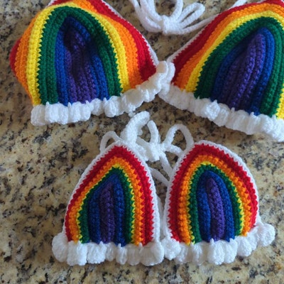 Pride Rainbow Cloud Crochet Bralette Top, Handmade Bralette Top ...