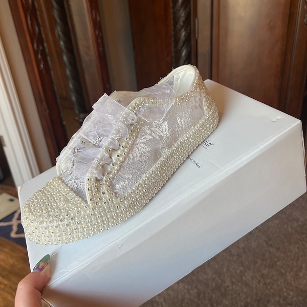 Wedding Shoes for Bride White Color Diamond and Pearl Plated Original ...