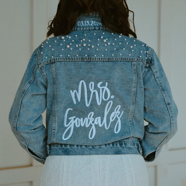 Embroidered Pearl Bride Jean Jacket - Etsy