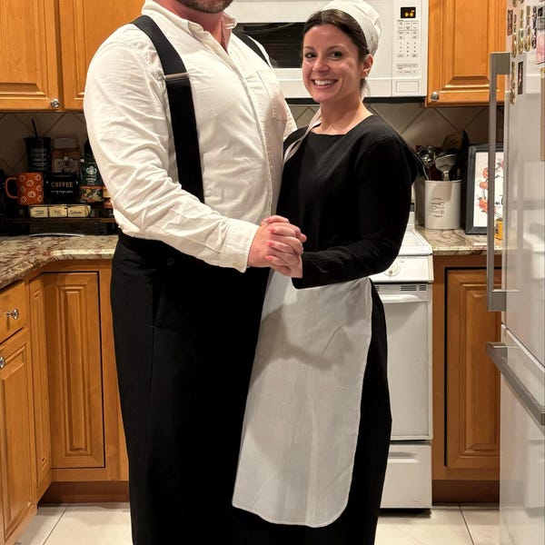 Amish Apron and Covering Set Cap Kapp Prayer Bonnet With Strings SET ...