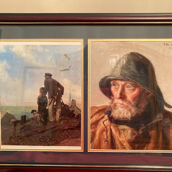 Vintage Fisherman Portrait Print | Antique Oil Painting | Elegant Man ...