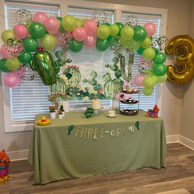 Three Esta Party Decor, Third Birthday Fiesta Theme Party, Cactus ...