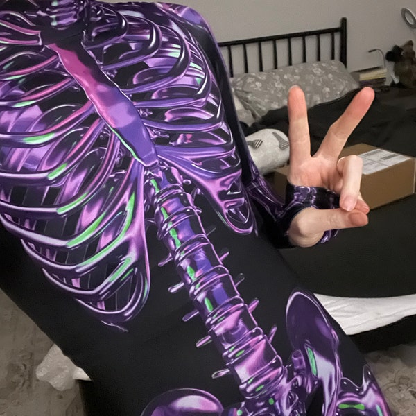 Purple Skeleton Costume, Glow in the Dark Costume, Halloween Costume ...