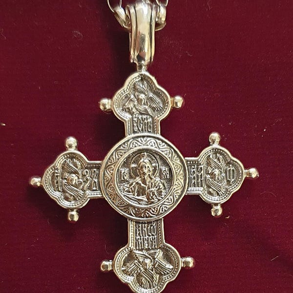 14K Real Solid Gold, Gold Orthodox Cross, 14K Gold Cross, Orthodox ...