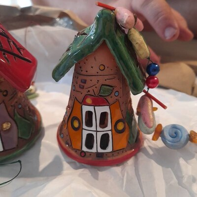 Unique Ceramic House Bells Handmade.room and Garden Decor.handmade ...