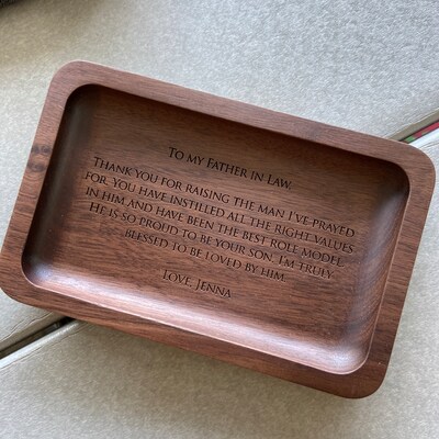 Rectangle Wood Tray Engraved Key or Ring Dish Bedside or - Etsy