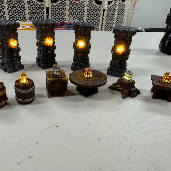 Column With Torch, LED Fantasy Miniatures, Light Effect, Dnd, TTRPG ...