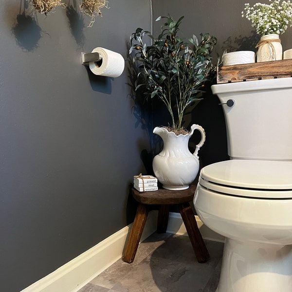 Please Seat Yourself Bathroom Farmhouse Wooden Mini Bookstack Books ...