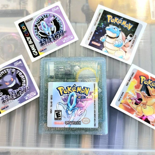 Pokémon Blue Holographic Label - Laminated Replacement Label for Game ...