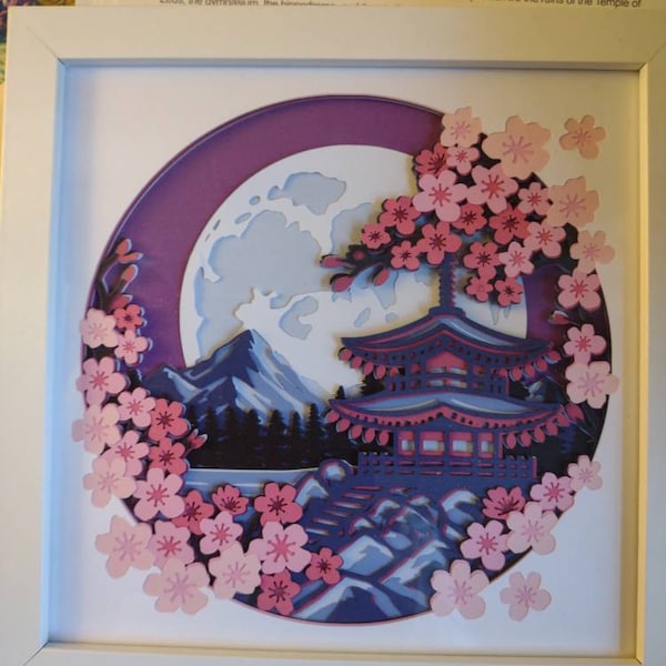 Japanese Cherry Blossoms Shadow Box Svg, Asian Shadow Box Svg, Japanese ...