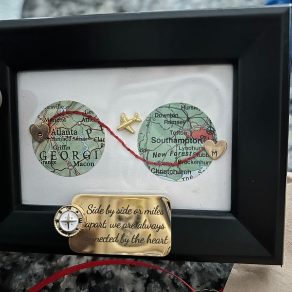 Long Distance Gift, Two Maps in One, Custom Map Gift, Maps in Frame ...