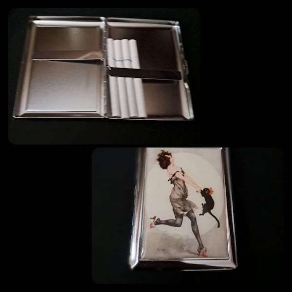 Pin up Pinup Cat Cigarette Case Wallet Business Card Holder Retro ...