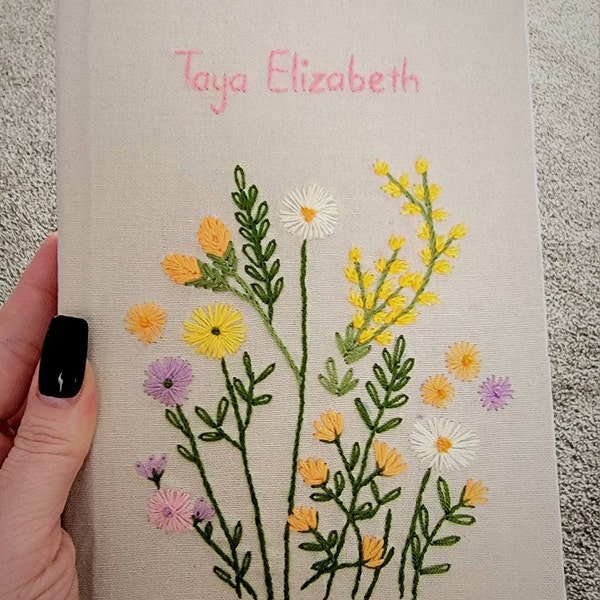 Personalized Hand Embroidered Journal Notebook A5, Photo Album, Fabric ...