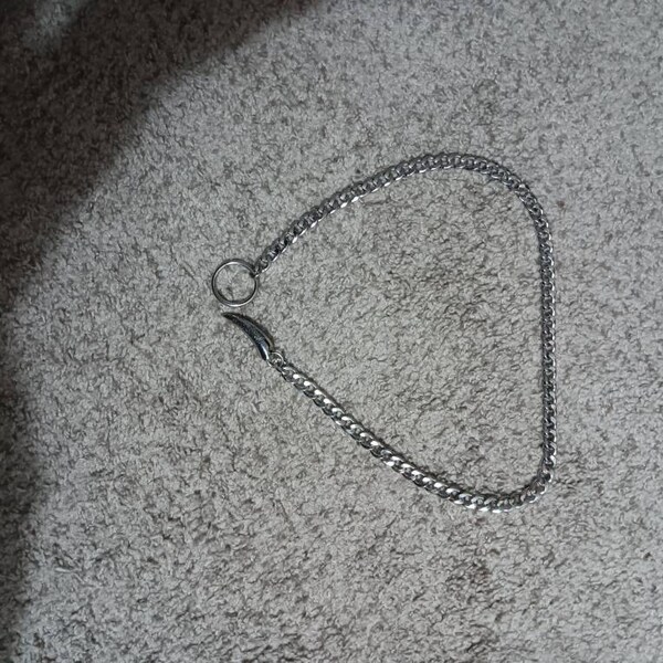 Silver Heavy Metal Steel Lariat Necklace With Steel Tusk Pendant - Goth ...