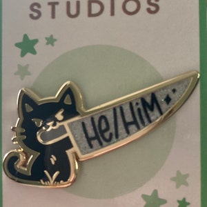 Pronouns Stabby Cats Hard Enamel Pins Be Gay Do Crime LGBT Pronouns Cat ...