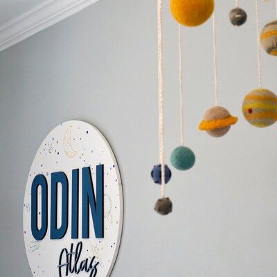 Outer Space Name Sign Personalized Baby Name Sign Wood Sign Nursery ...