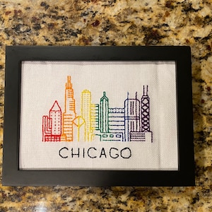 Chicago Hand Embroidery Pattern, Illinois City Skyline Design PDF ...