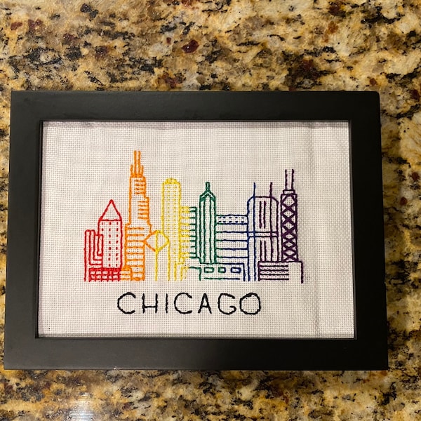 Chicago Hand Embroidery Pattern, Illinois City Skyline Design, PDF ...