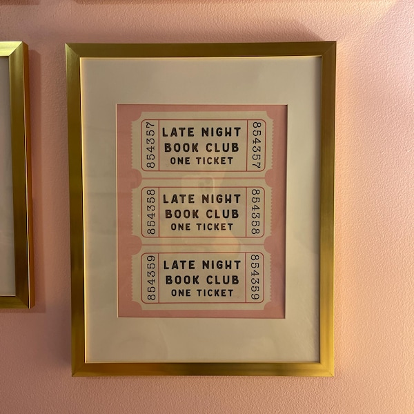 Late Night Book Club Ticket Print Pink Bedroom Retro Cream Aesthetic ...