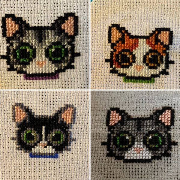 Cat Cross Stitch Pattern. Set of 12 Mini Cat Cross Stitch Patterns ...