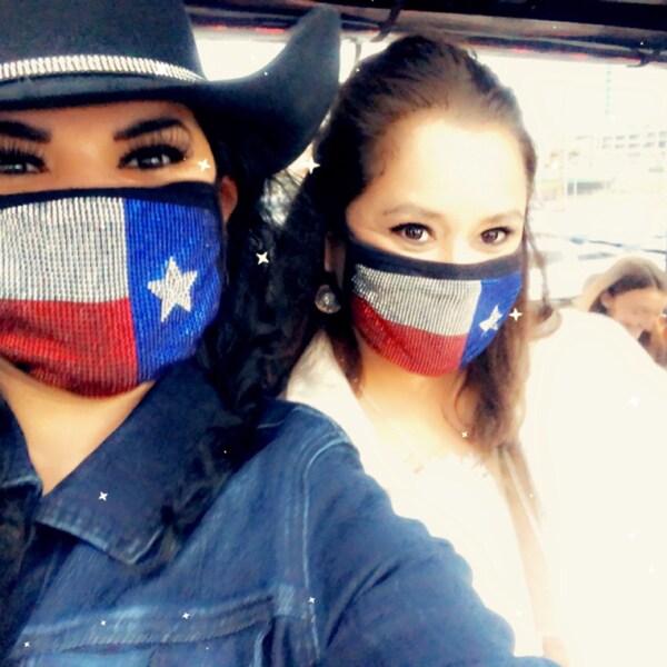 Sparkle Rhinestone Studed Bling Mesh Face Mask, Texas Flag Face Mask ...