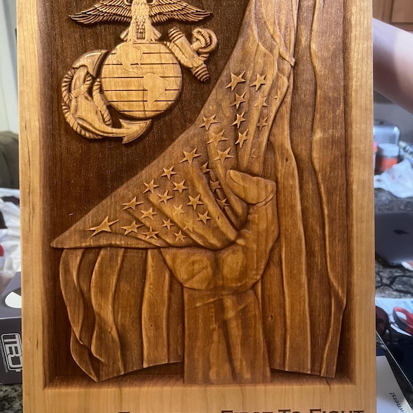 Personalized USMC Marine Corps Flag Plaque in Solid Maple or Cherry ...