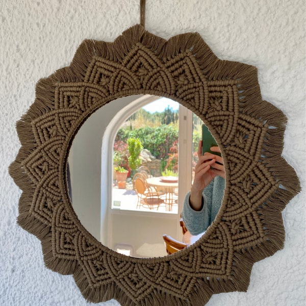 Macrame Round Mirror, Mandala Macrame Diy Pattern, Macrame Wreath ...