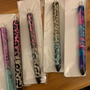 Personalized Epoxy Glitter Black Ink Pen: Refuillable - Etsy