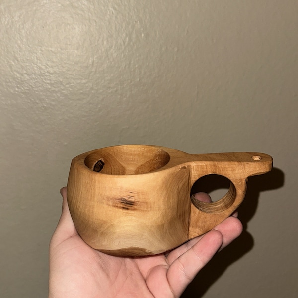 Handmade Wooden Kuksa Mug - Ideal for Camping, Hiking, Fruit Wood Mug ...