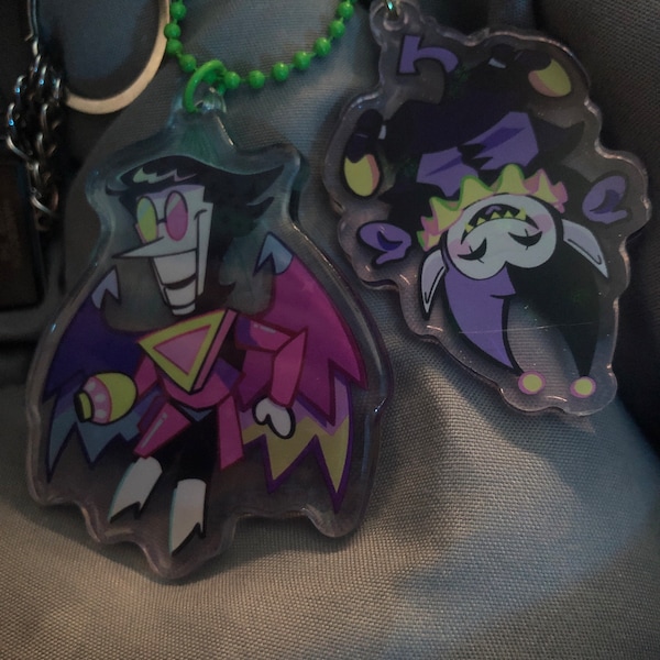 Jevil Deltarune Glitter Keychain - Acrylic Epoxy Charm 2.5in. - Etsy