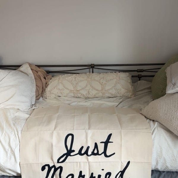Wedding Table Runner Just Married Sign Personalized Last Name Sign ...