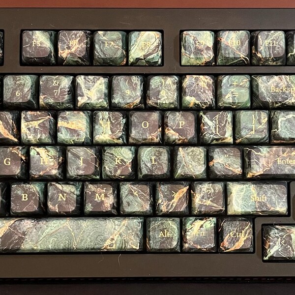 Green Marble Keycaps | 109 Cherry or XDA Profile Keys for Mechanical ...