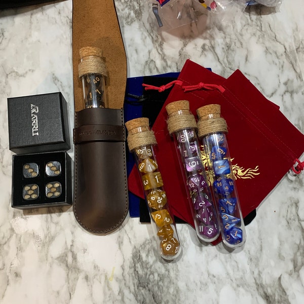 RPG Dice Potion Bag With Fantasy Dice Potion Flask Set: Dark Brown ...