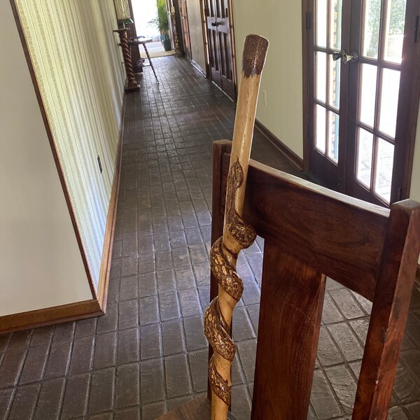 Twisted Ash Wood Staff, Walking Stick, Walking Cane, Hiking Stick ...