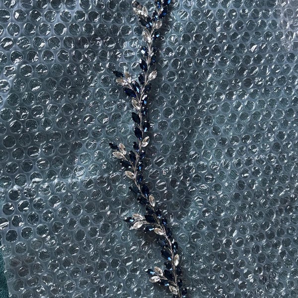 Navy Blue Bridal Hair Vine With Navy Blue Crystals Emerald Gnavy Blue ...