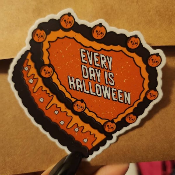 Halloween Cake Sticker: Spooky Vinyl Laptop Decal - Etsy