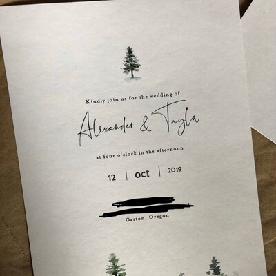 Pine Wedding Invitation Suite Winter Rustic Wedding Invite - Etsy