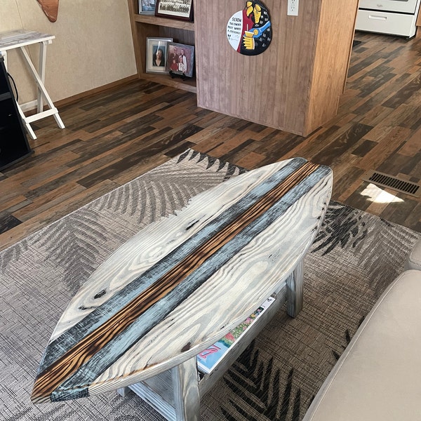 4 Foot Surfboard Table With 2 Stools, Bar Height Table, Made in North ...