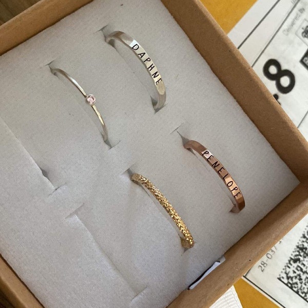 Rose Gold Filled Engraved Name Ring Stacked Rose Ring Trending ...