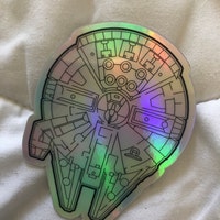 Millennium Falcon Holographic Sticker/ Star Wars Disney Laptop Stickers ...